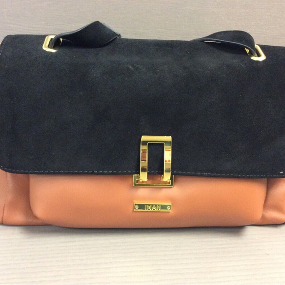 IMAN | Bags | Iman Global Chic Luxurious Suede And Leather Colorblock ...